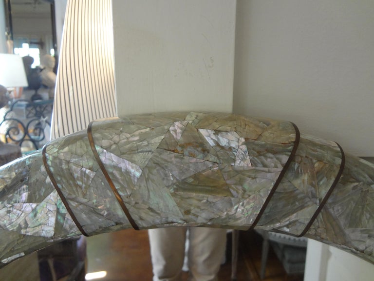 Midcentury Karl Springer Inspired Abalone Mirror at 1stDibs