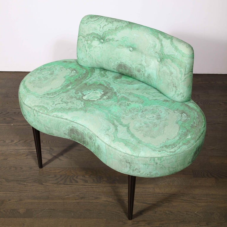 Mid-Century Kidney Form Bench with Tapered Ebonized Walnut Legs at 1stDibs