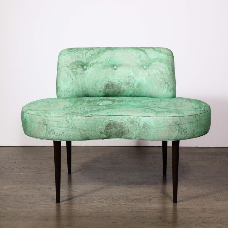 Mid-Century Kidney Form Bench with Tapered Ebonized Walnut Legs at 1stDibs