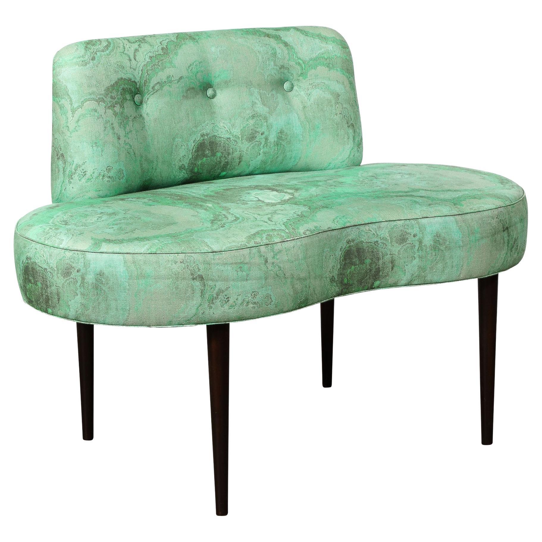 Pair of Modernist X Form Benches in Ebonized Walnut and Spode Gilt ...