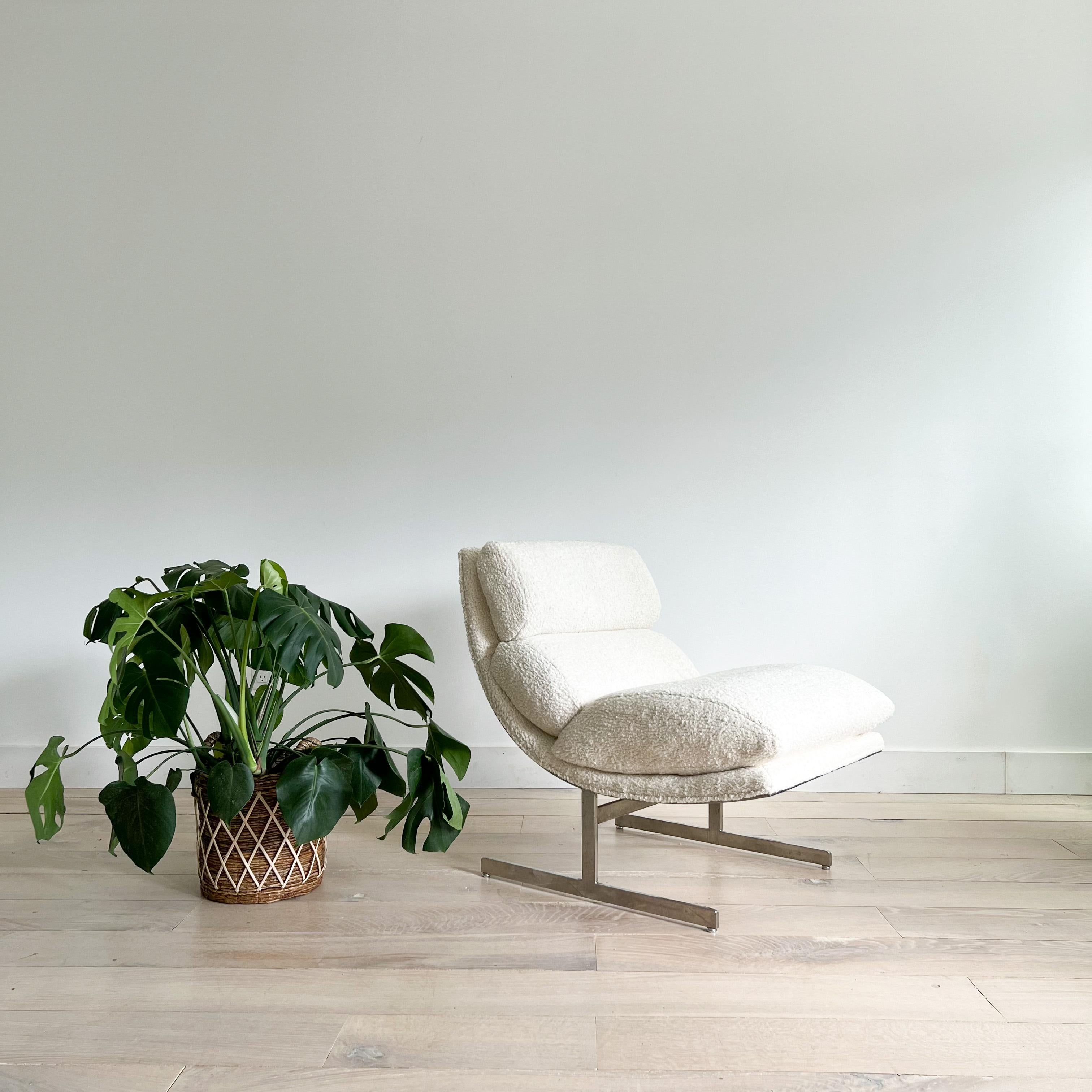 Midcentury Kipp Stewart Arc Lounge Chair, New Shearling Upholstery at ...
