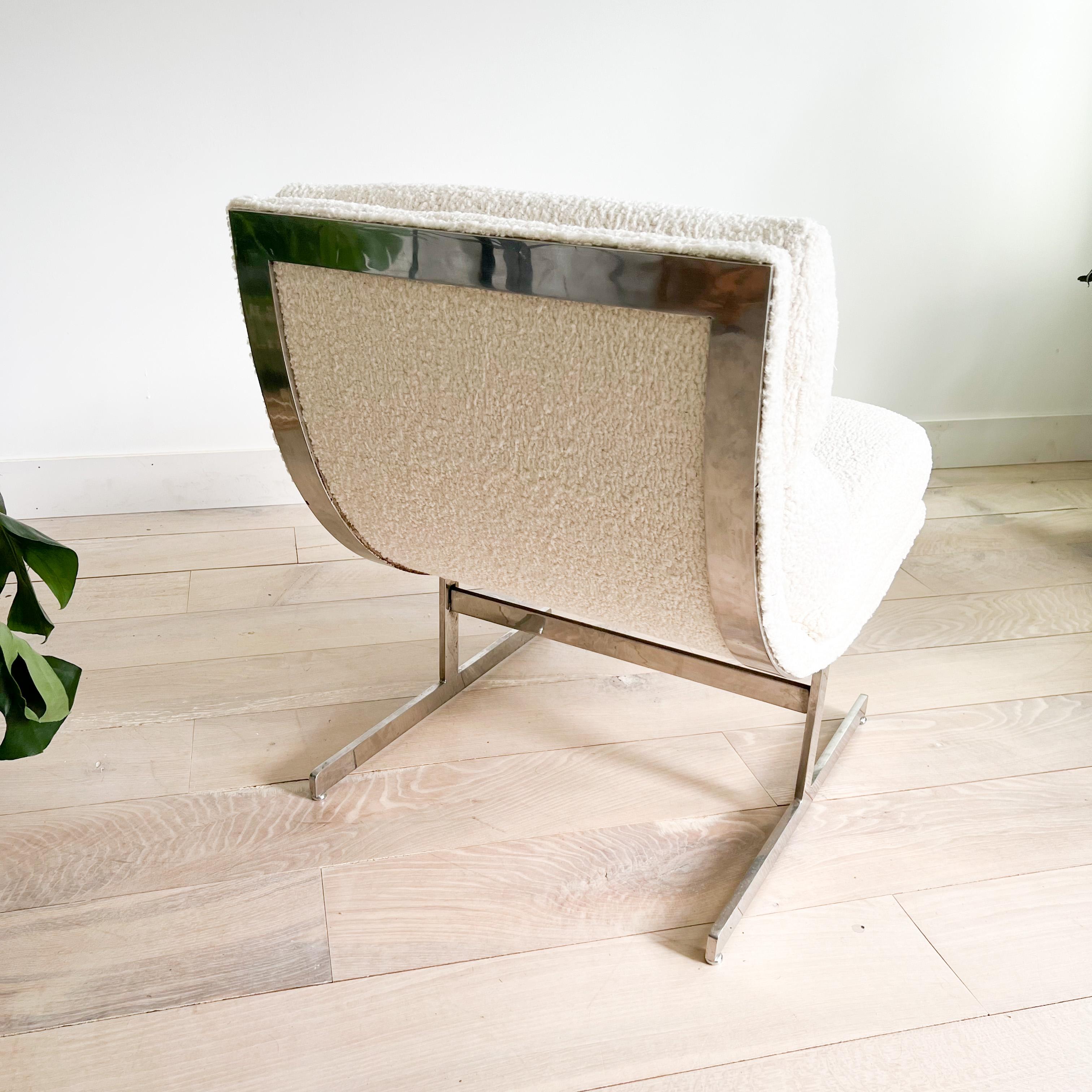 Midcentury Kipp Stewart Arc Lounge Chair, New Shearling Upholstery at ...