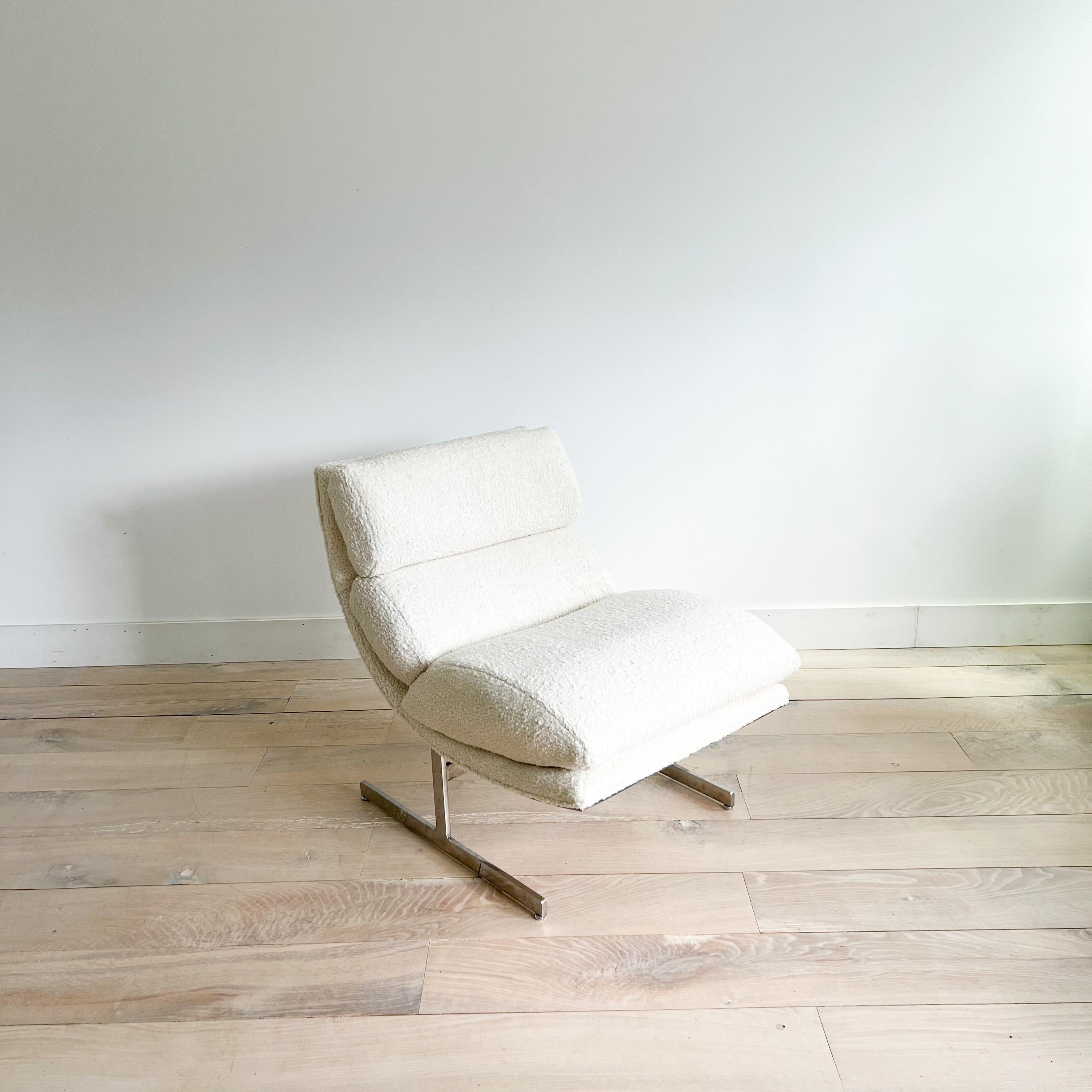 Midcentury Kipp Stewart Arc Lounge Chair, New Shearling Upholstery at ...