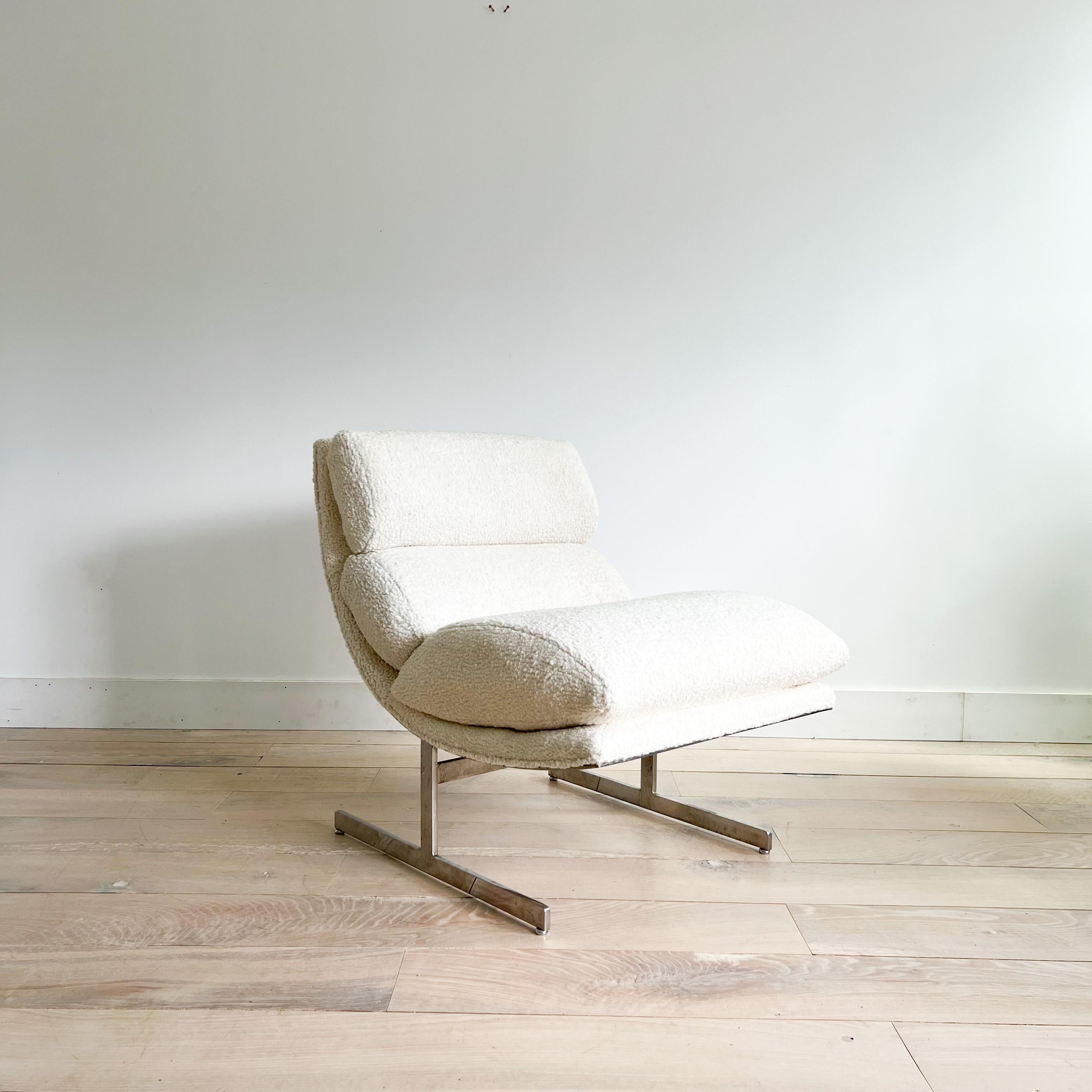 Midcentury Kipp Stewart Arc Lounge Chair, New Shearling Upholstery at ...
