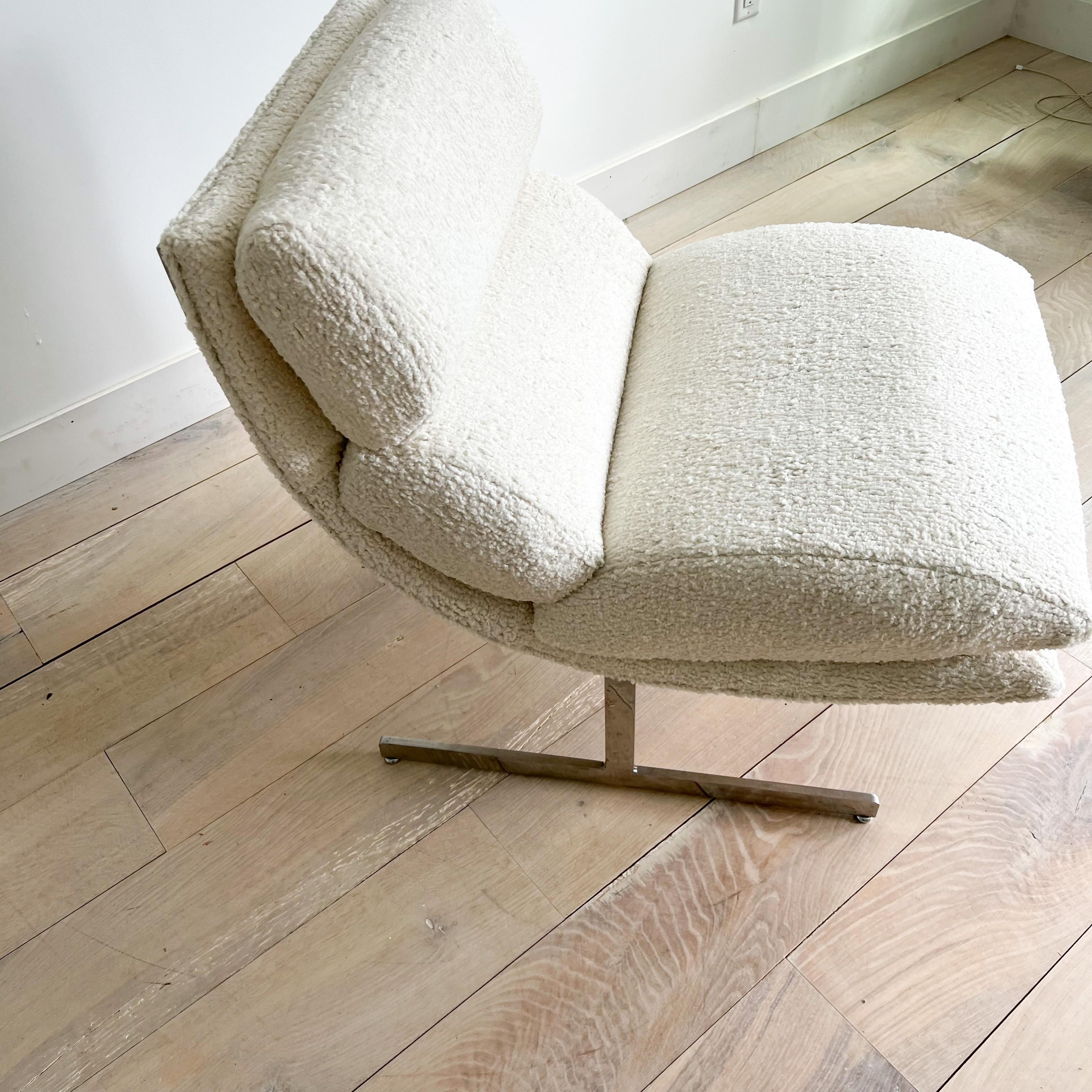 Midcentury Kipp Stewart Arc Lounge Chair, New Shearling Upholstery at ...