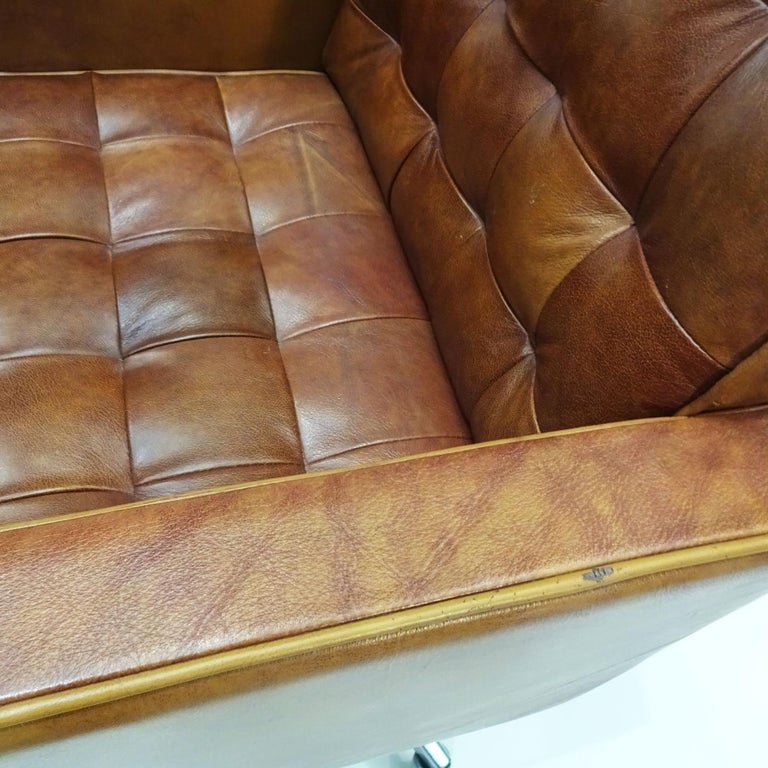Midcentury Knoll Cognac Leather and Aluminum Task Chair by Vincent ...
