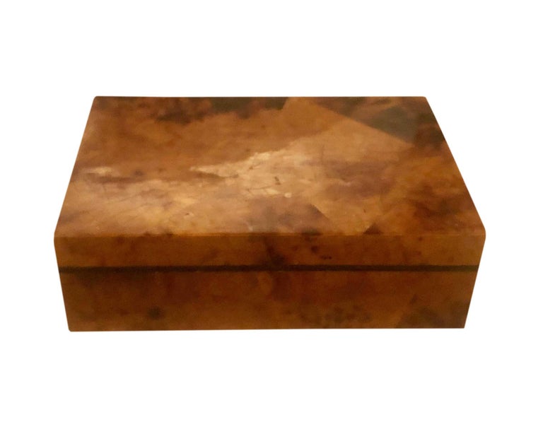 Mid-Century Lacquered Burled Wood Box For Sale at 1stDibs