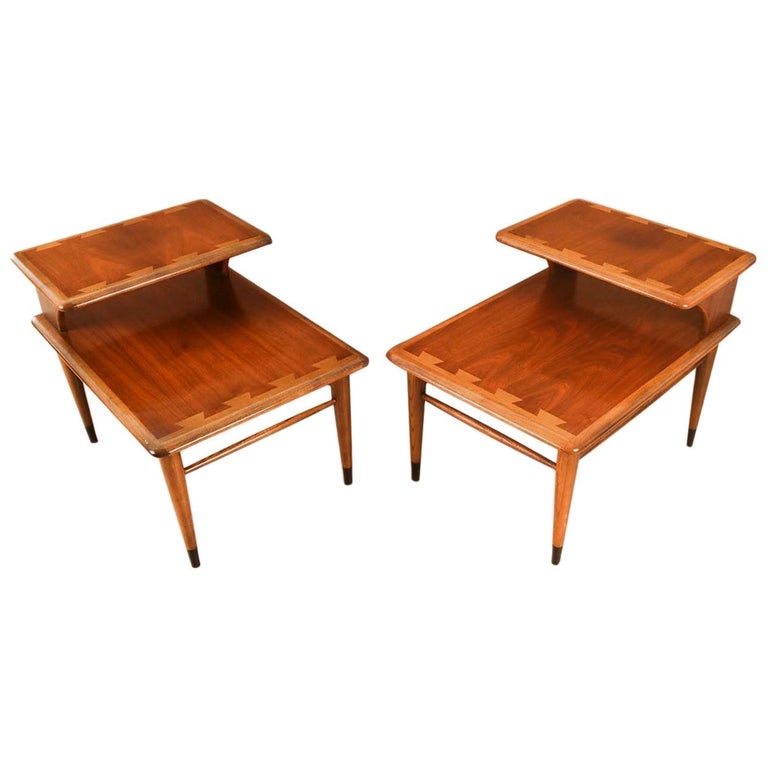 Midcentury Lane Acclaim Dovetail Two-Tier End Tables Pair For Sale at 1stDibs