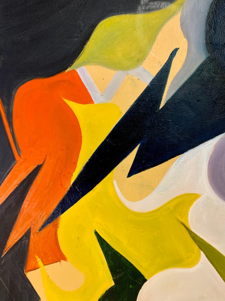 Midcentury Large Abstract Expressionist Oil Painting For Sale at 1stDibs