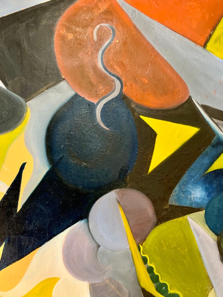 Midcentury Large Abstract Expressionist Oil Painting For Sale at 1stDibs