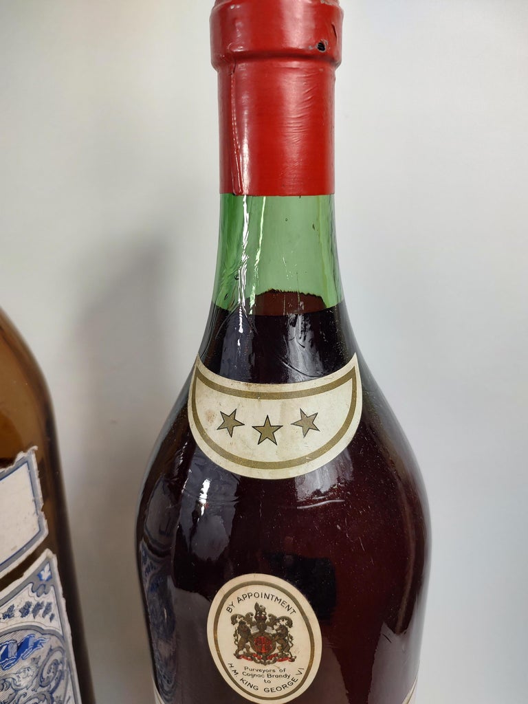 Mid Century Large Display Liquor Wine Blown Glass Bottles For Sale at ...