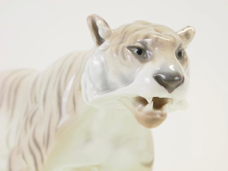 Midcentury Large German Tiger Porcelain Figurine at 1stDibs