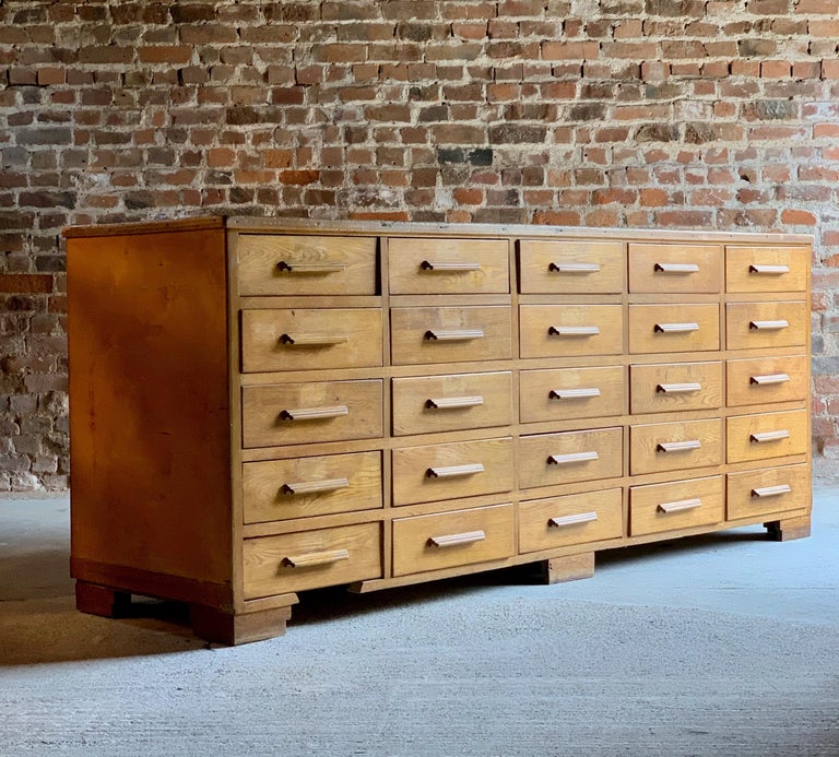 Midcentury Large Haberdashery Oak Shop Counter 25 Drawers, 1940s at 1stDibs
