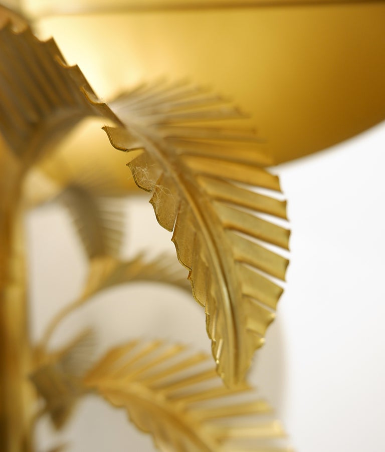 Mid Century Large Palm Tree Lamp in Gold Metal For Sale at 1stDibs