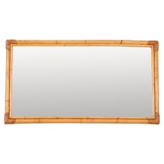 Mid-Century Rattan, Bamboo and Wicker Rectangular Mirror, Italy 1970s ...
