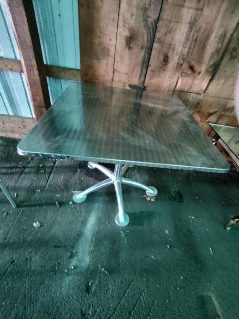 Mid Century Large Square Aluminum and Stainless Tables by Jorge Pensi ...
