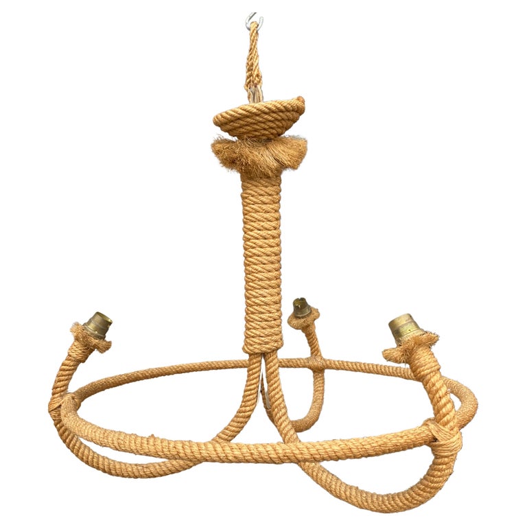 Mid-Century Large Three Arms Rope Chandelier Adrien Audoux and Frida ...