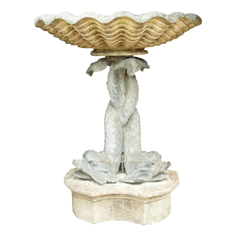 Mid Century Lead and Stone Water Feature at 1stDibs