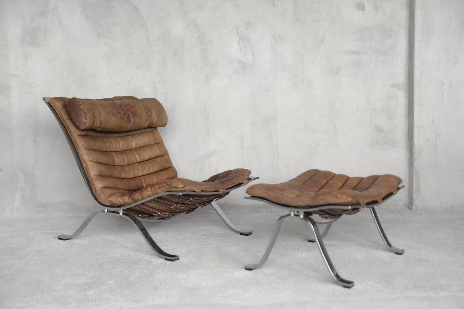 Mid-Century Leather Ari Lounge Chair and Ottoman by Arne Norell for ...
