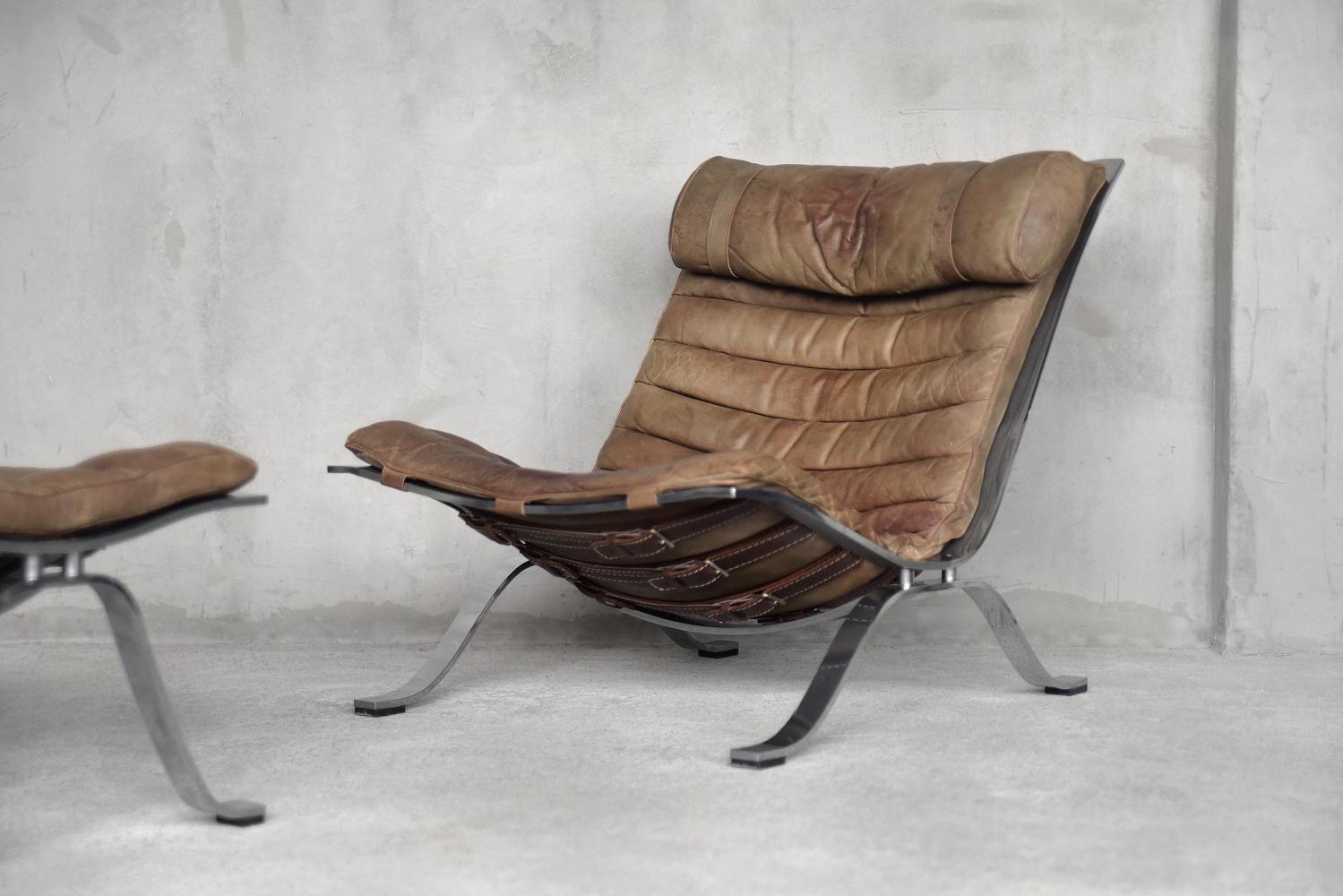 Mid-Century Leather Ari Lounge Chair and Ottoman by Arne Norell for ...