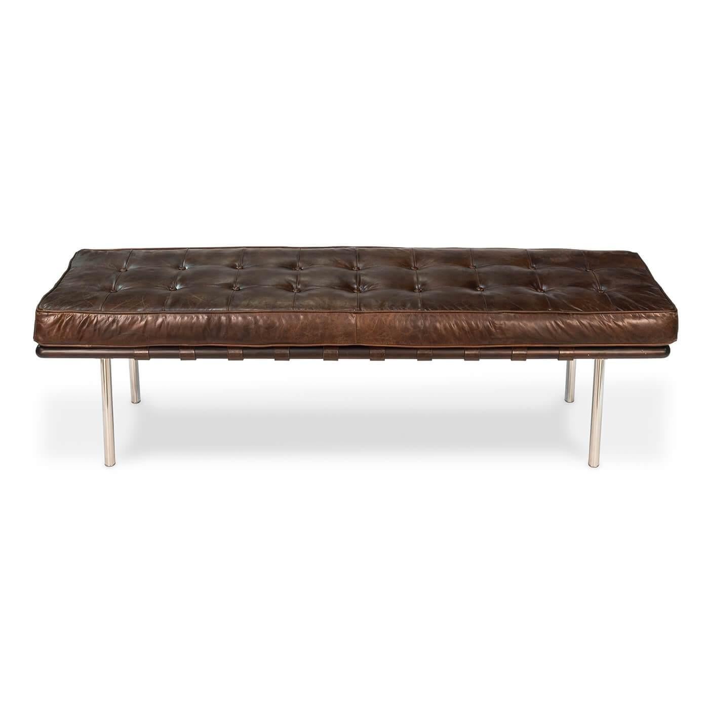 Mid Century Leather Bench For Sale at 1stDibs | mid century modern ...