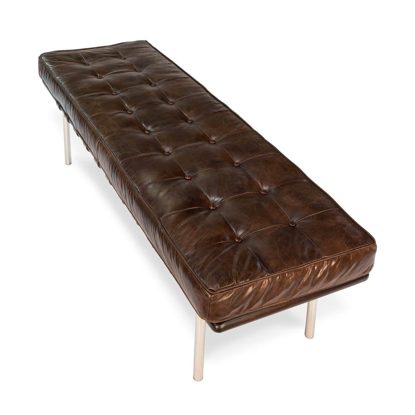 Mid Century Leather Bench For Sale at 1stDibs | mid century modern ...