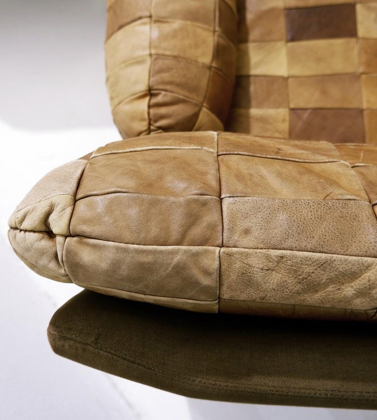 Midcentury Leather Patchwork Armchairs, Wood and Leather, Italy For ...