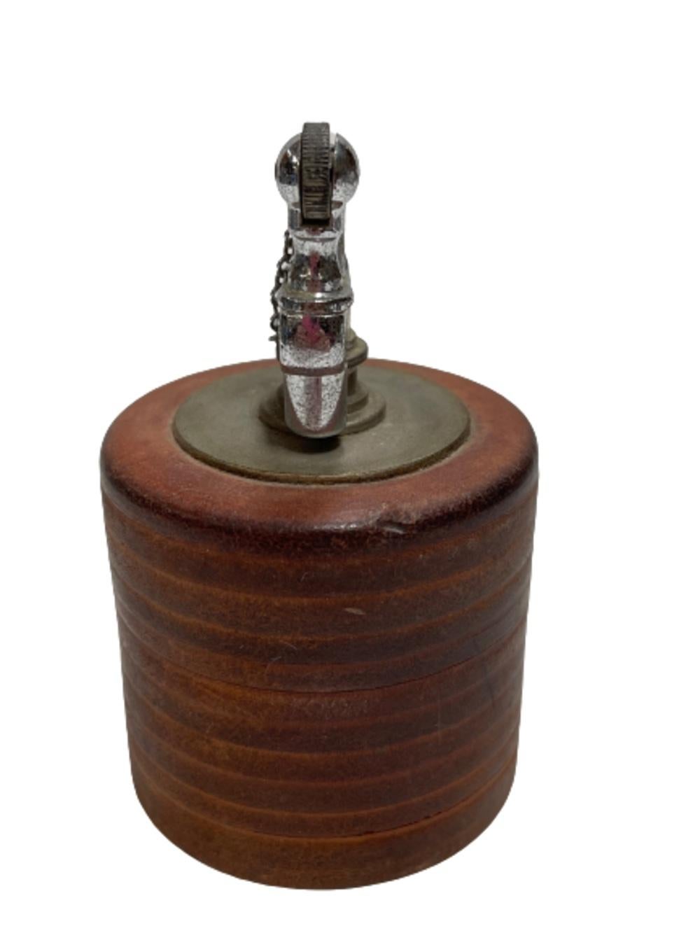 Mid Century Leather Round Table Lighter Chain Cover at 1stDibs