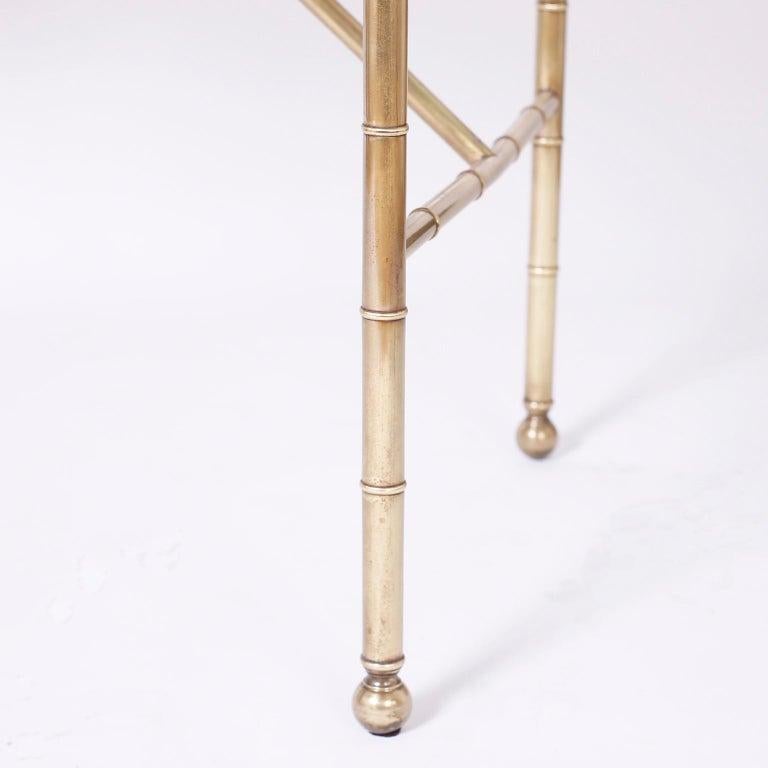 Mid Century Leather Top Writing Desk with Faux Bamboo Legs by ...