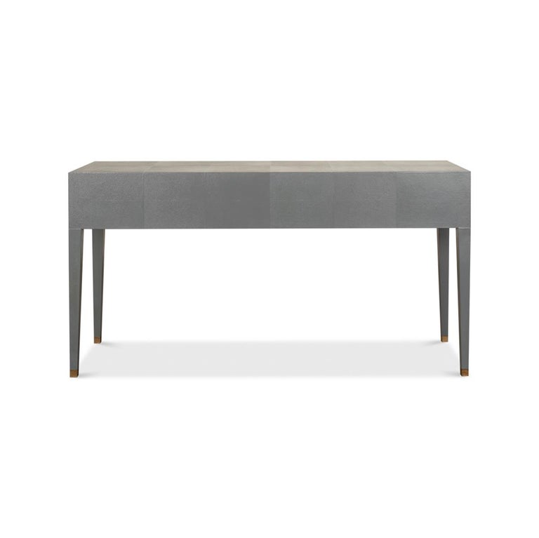 Mid Century Leather Wrapped Console For Sale at 1stDibs