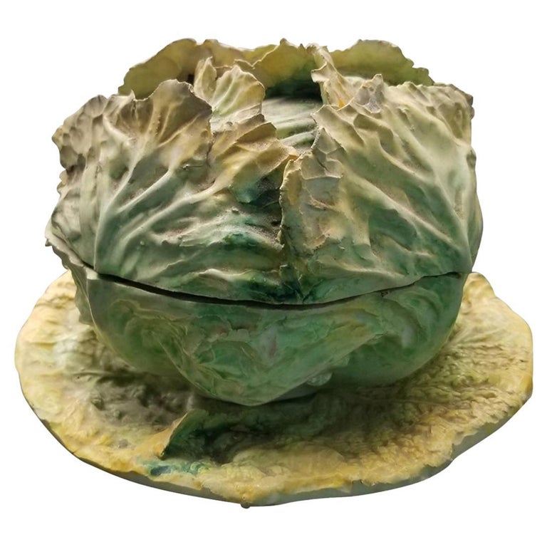 Mid Century Lettuce Tureen with Underplate at 1stDibs