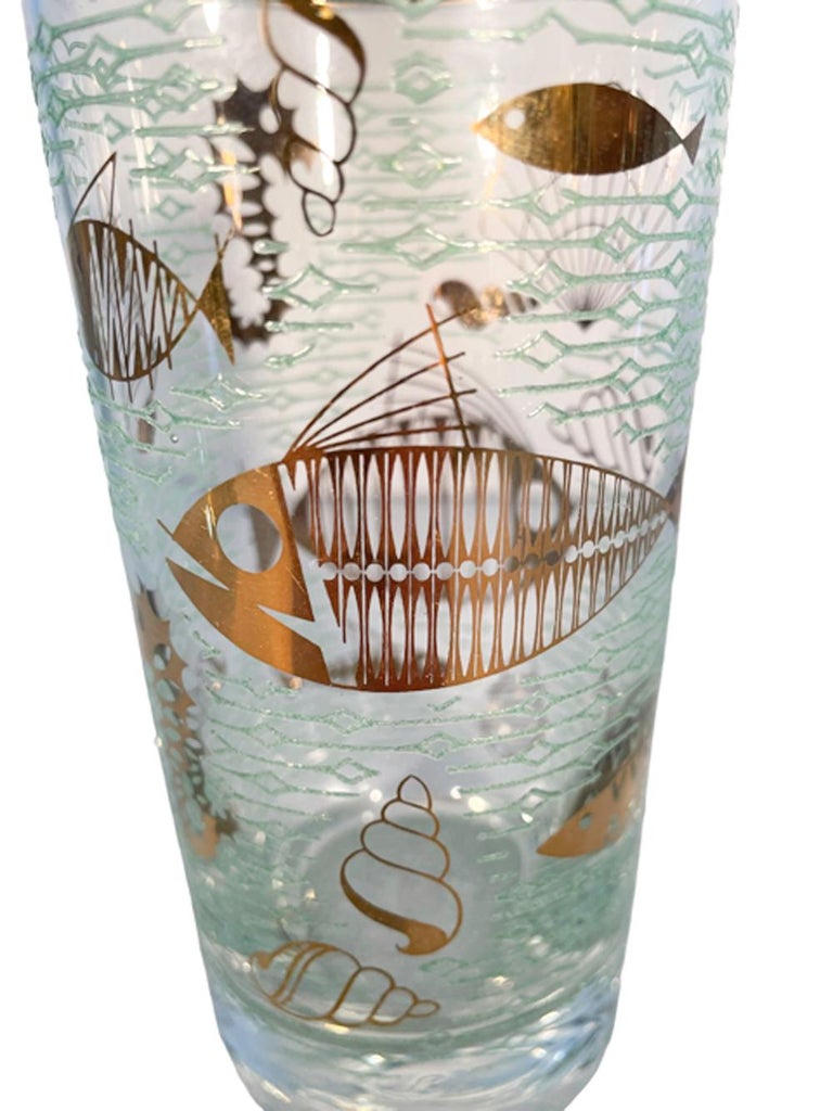 Midcentury Libbey Glass Highball Glasses in the Marine Life Pattern For ...