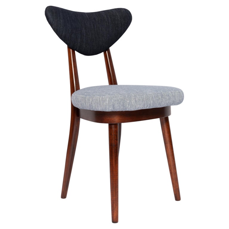 Mid Century Light and Dark Blue Denim Heart Chair, Europe, 1960s For ...