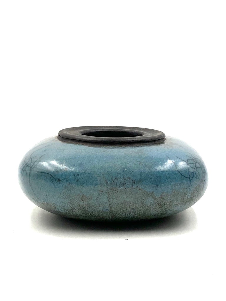 Midcentury Light Blue Ceramic Vase, France, 1960s For Sale at 1stDibs