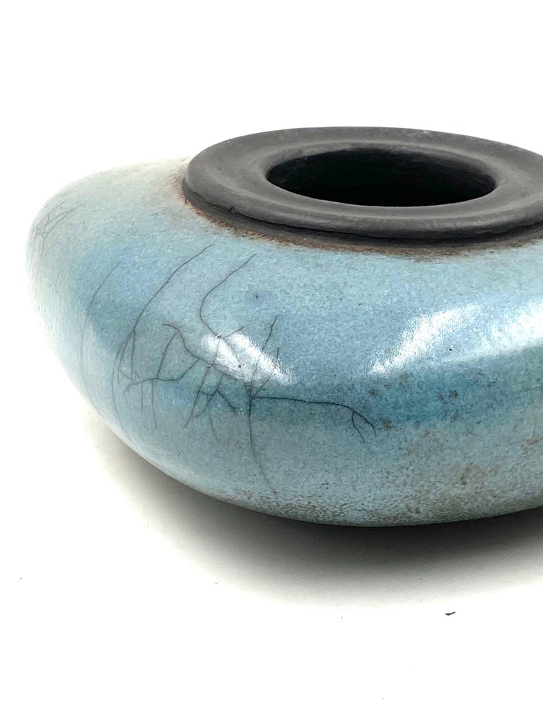 Midcentury Light Blue Ceramic Vase, France, 1960s For Sale at 1stDibs