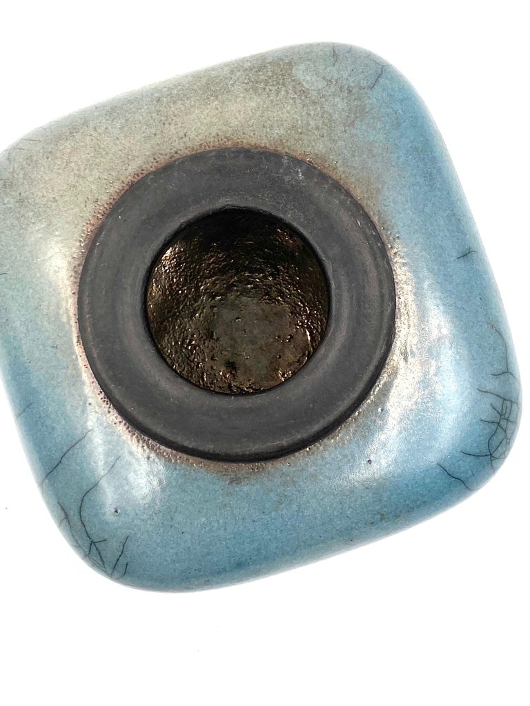 Midcentury Light Blue Ceramic Vase, France, 1960s For Sale at 1stDibs