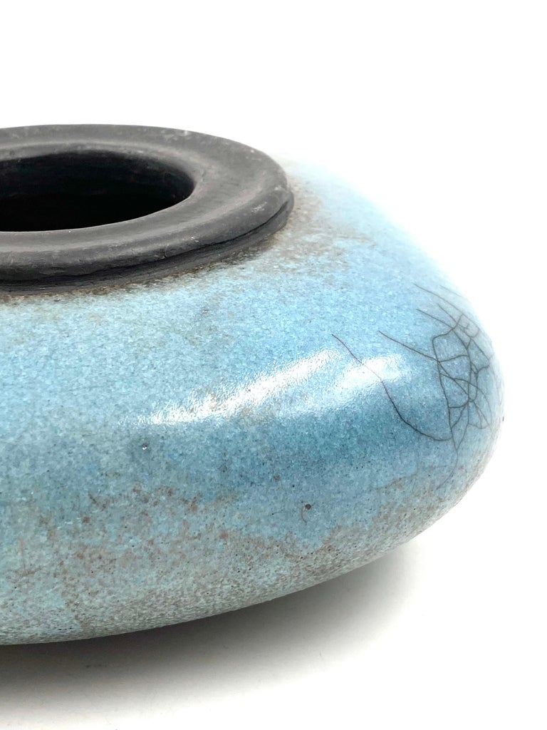 Midcentury Light Blue Ceramic Vase, France, 1960s For Sale at 1stDibs