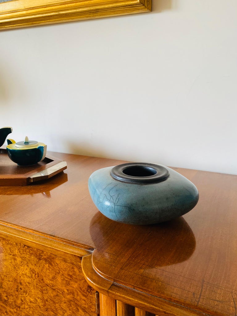 Midcentury Light Blue Ceramic Vase, France, 1960s For Sale at 1stDibs