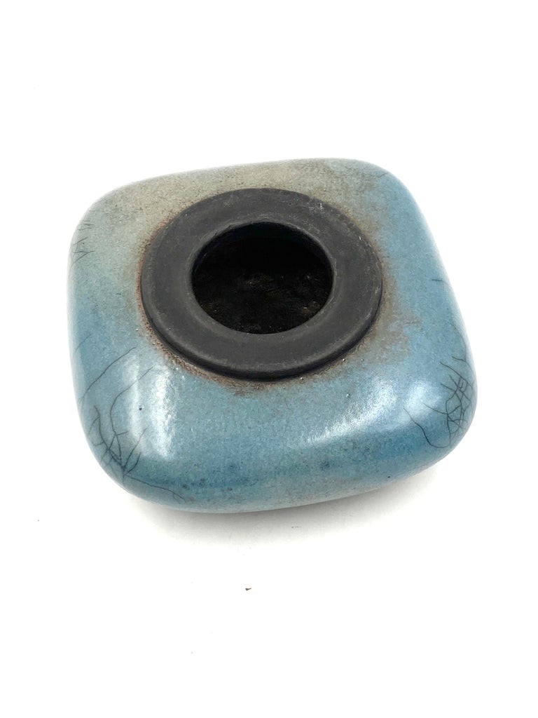 Midcentury Light Blue Ceramic Vase, France, 1960s For Sale at 1stDibs
