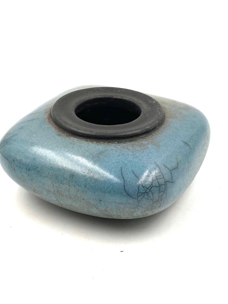 Midcentury Light Blue Ceramic Vase, France, 1960s For Sale at 1stDibs