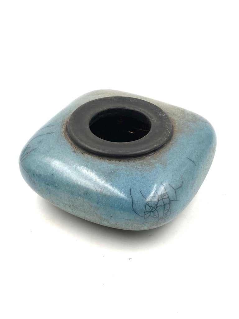 Midcentury Light Blue Ceramic Vase, France, 1960s For Sale at 1stDibs