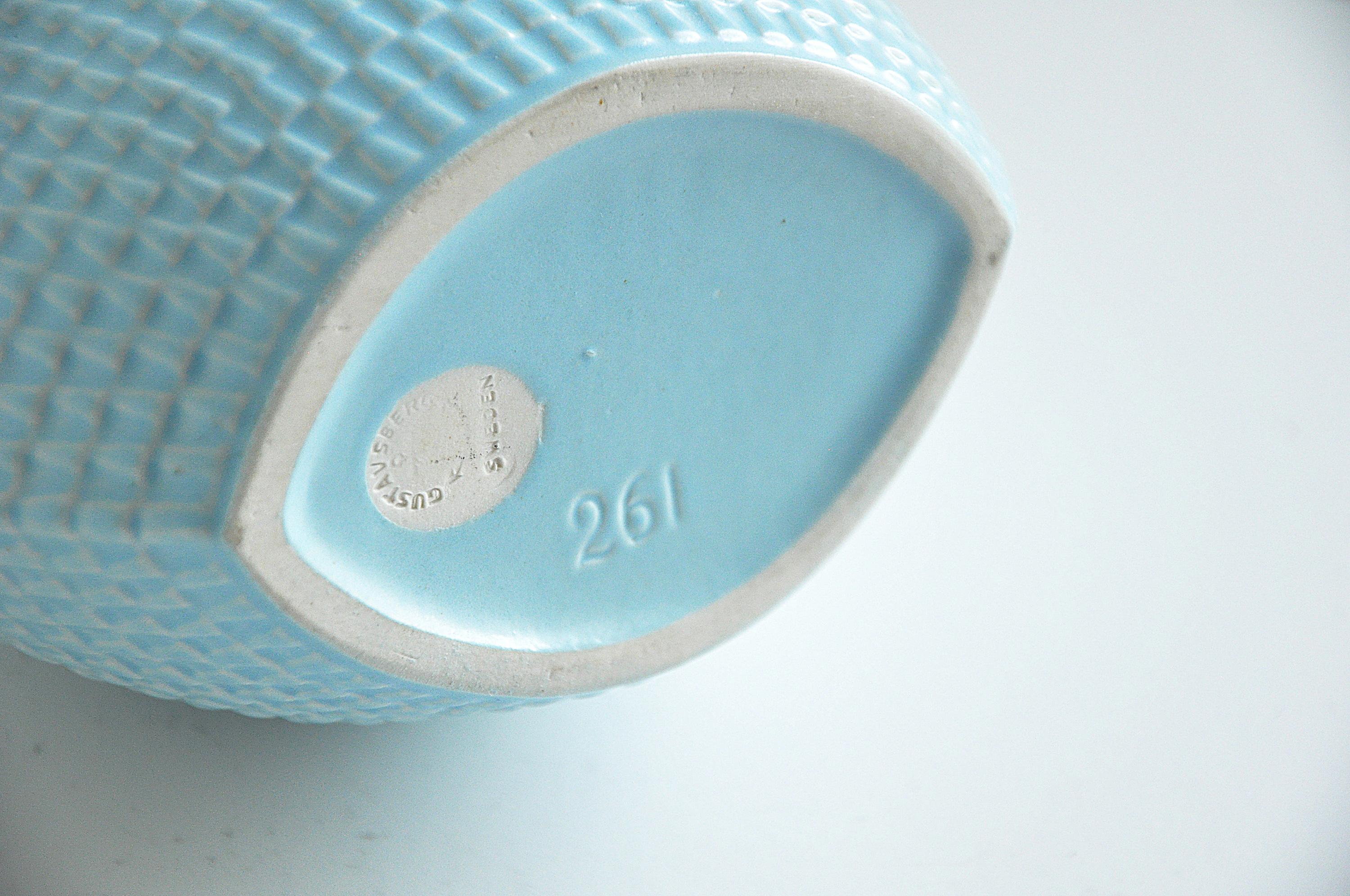 Mid-Century Light Blue Reptil Vase by Stig Lindberg for Gustavsberg ...