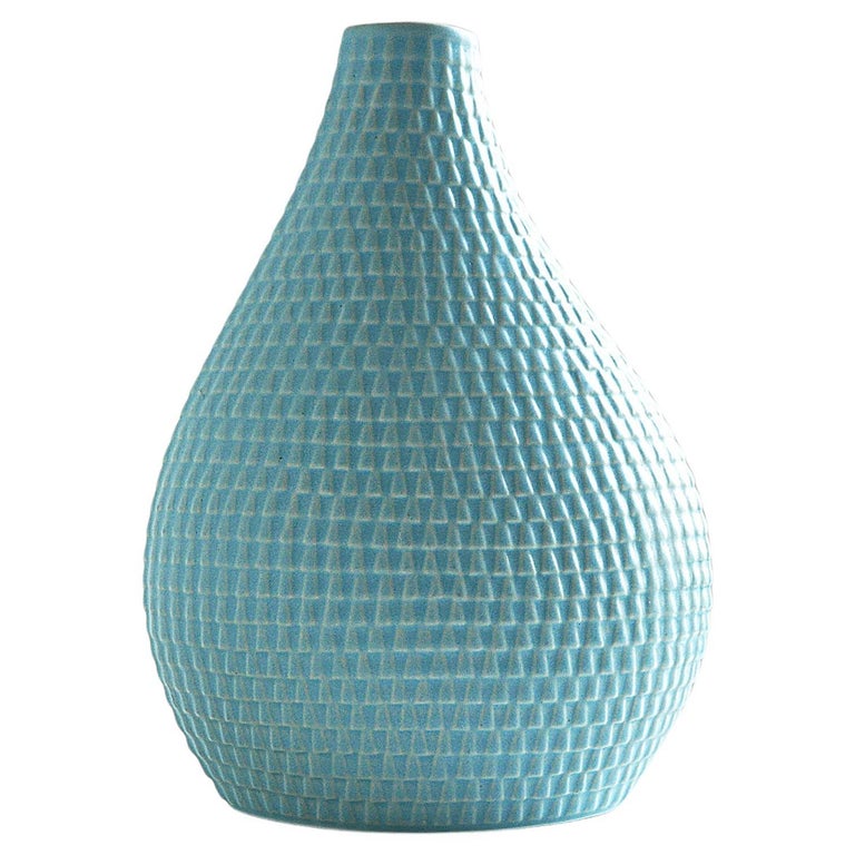 Mid-Century Light Blue Reptil Vase by Stig Lindberg for Gustavsberg ...