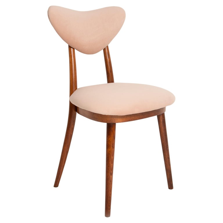 Mid Century Light Pink Velvet Heart Chair, Europe, 1960s For Sale at ...