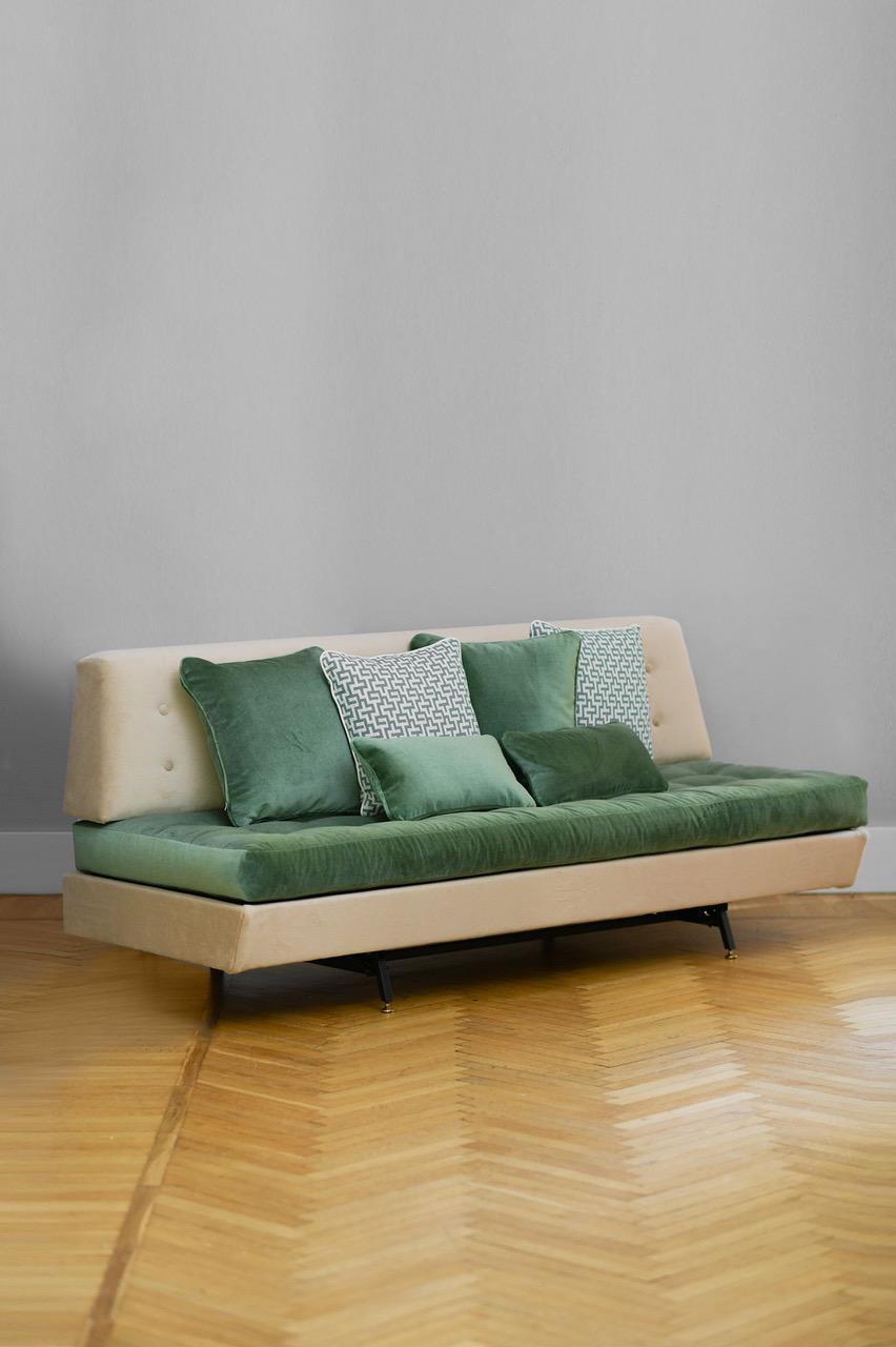Mid Century living room sofa bed in Dedar fabric For Sale at 1stDibs