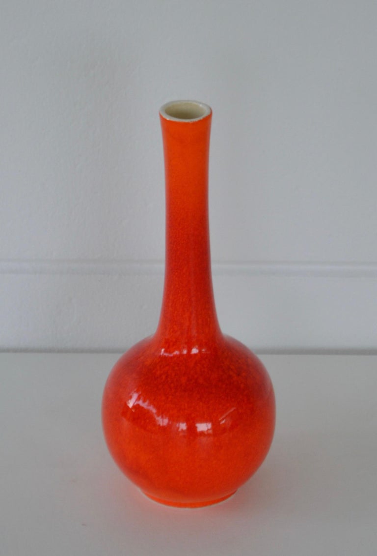 Midcentury Long Neck Ceramic Vase For Sale at 1stDibs
