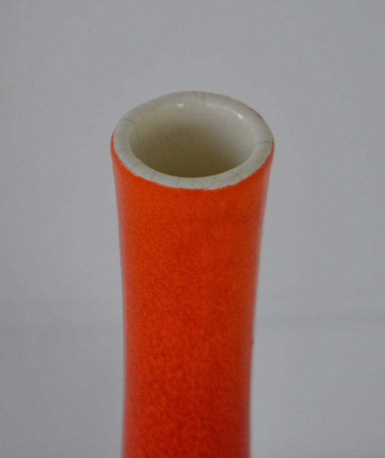 Midcentury Long Neck Ceramic Vase For Sale at 1stDibs