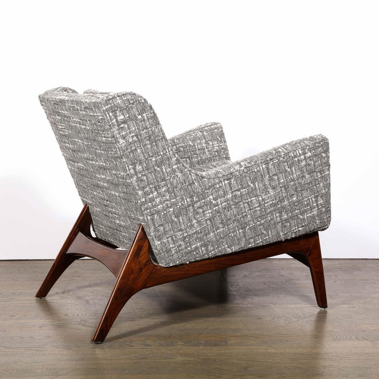 Mid-Century Lounge Chairs with Sculptural Walnut Legs and Button ...