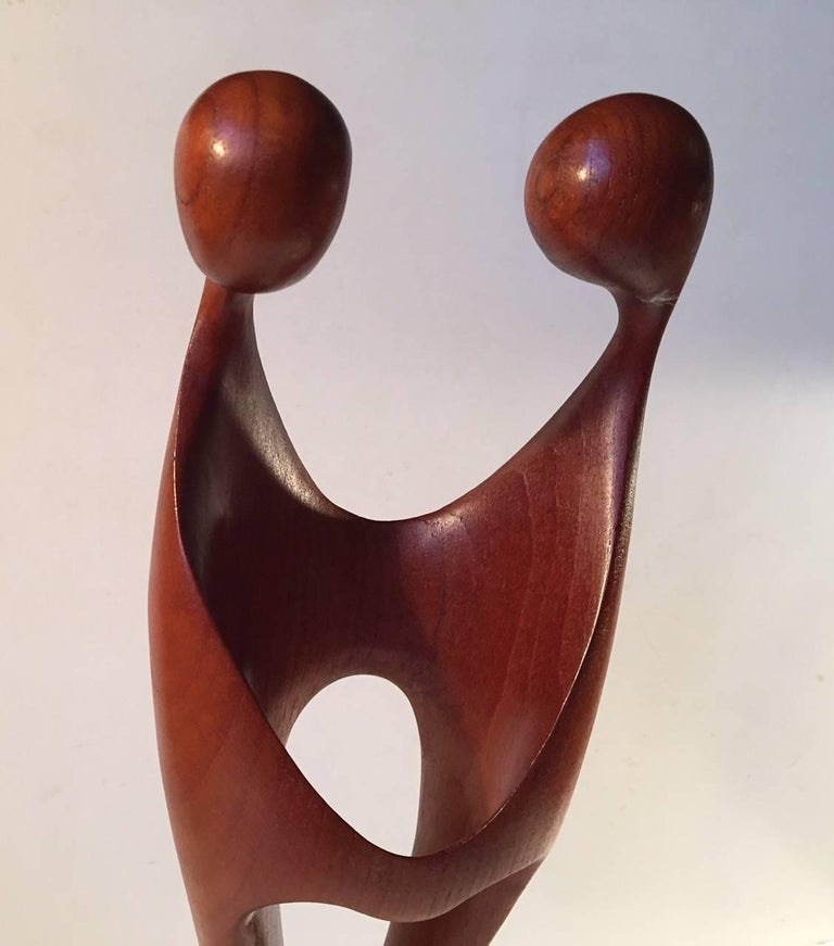 Midcentury Loving Couple Teak Sculpture by Simon, Randers, Denmark ...
