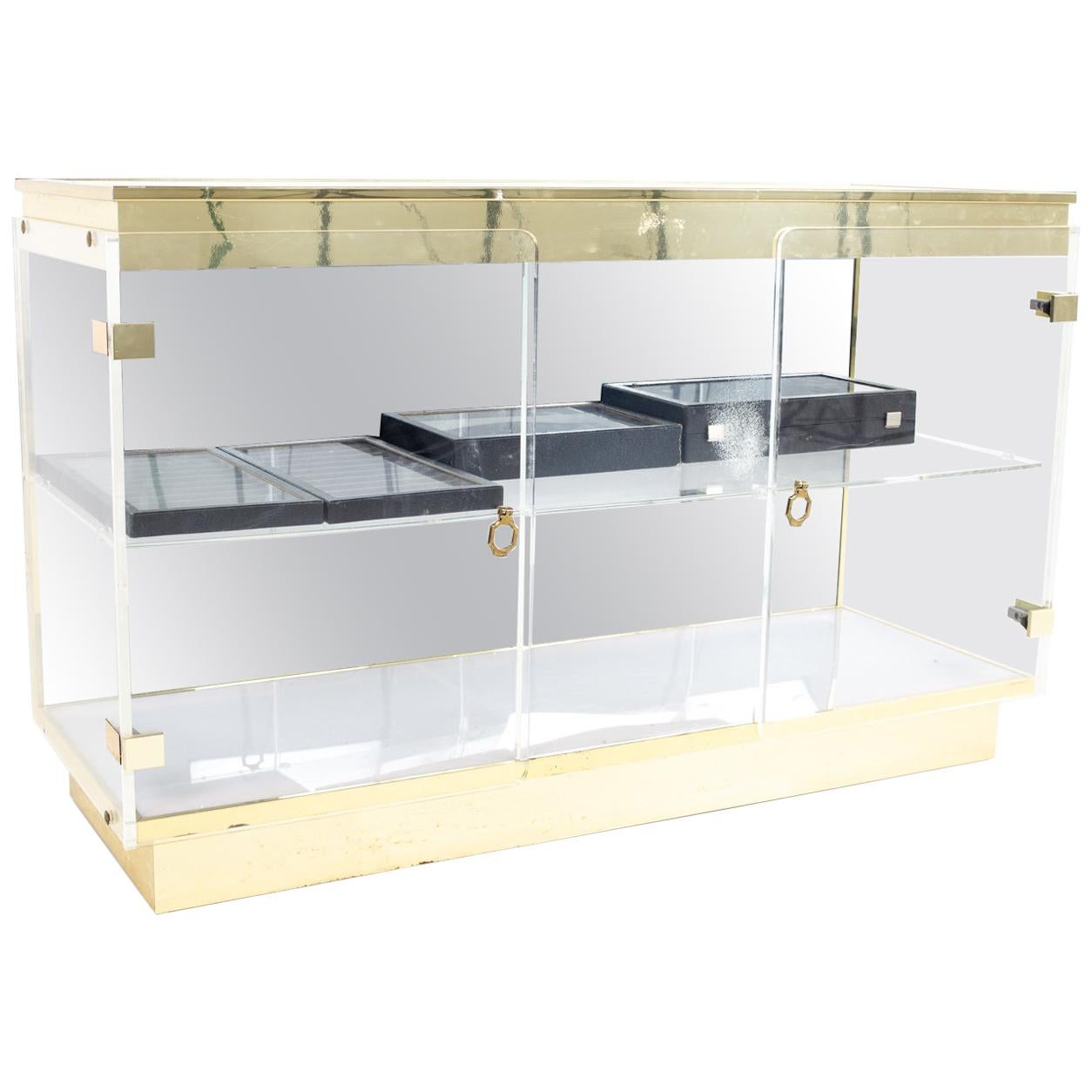 Mid Century Tall Metal Display Cabinet w/ Storage at 1stDibs